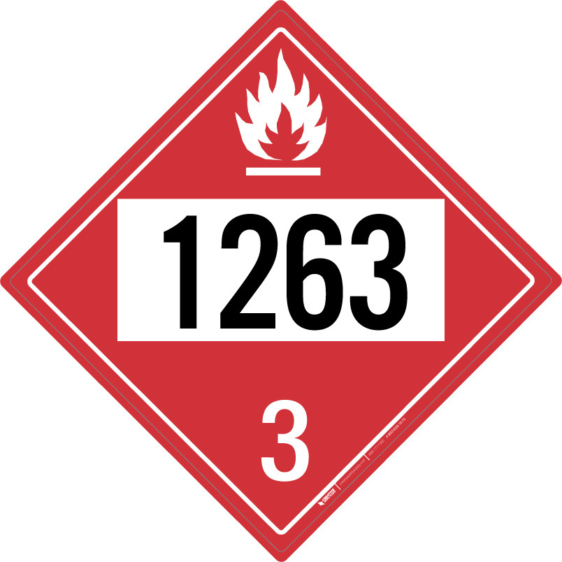 Flammable: Class 3 - UN1263 - Placard Sign