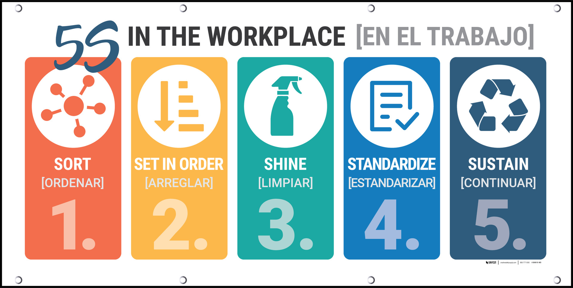 5S in the Workplace Bilingual Spanish Banner
