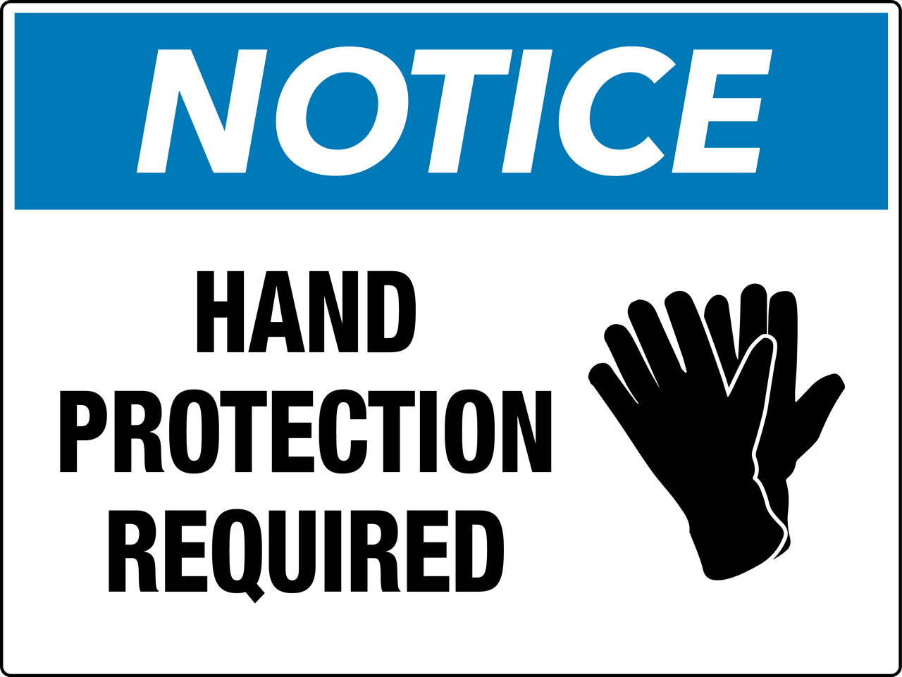 Notice Hand Protection Required Wall Sign