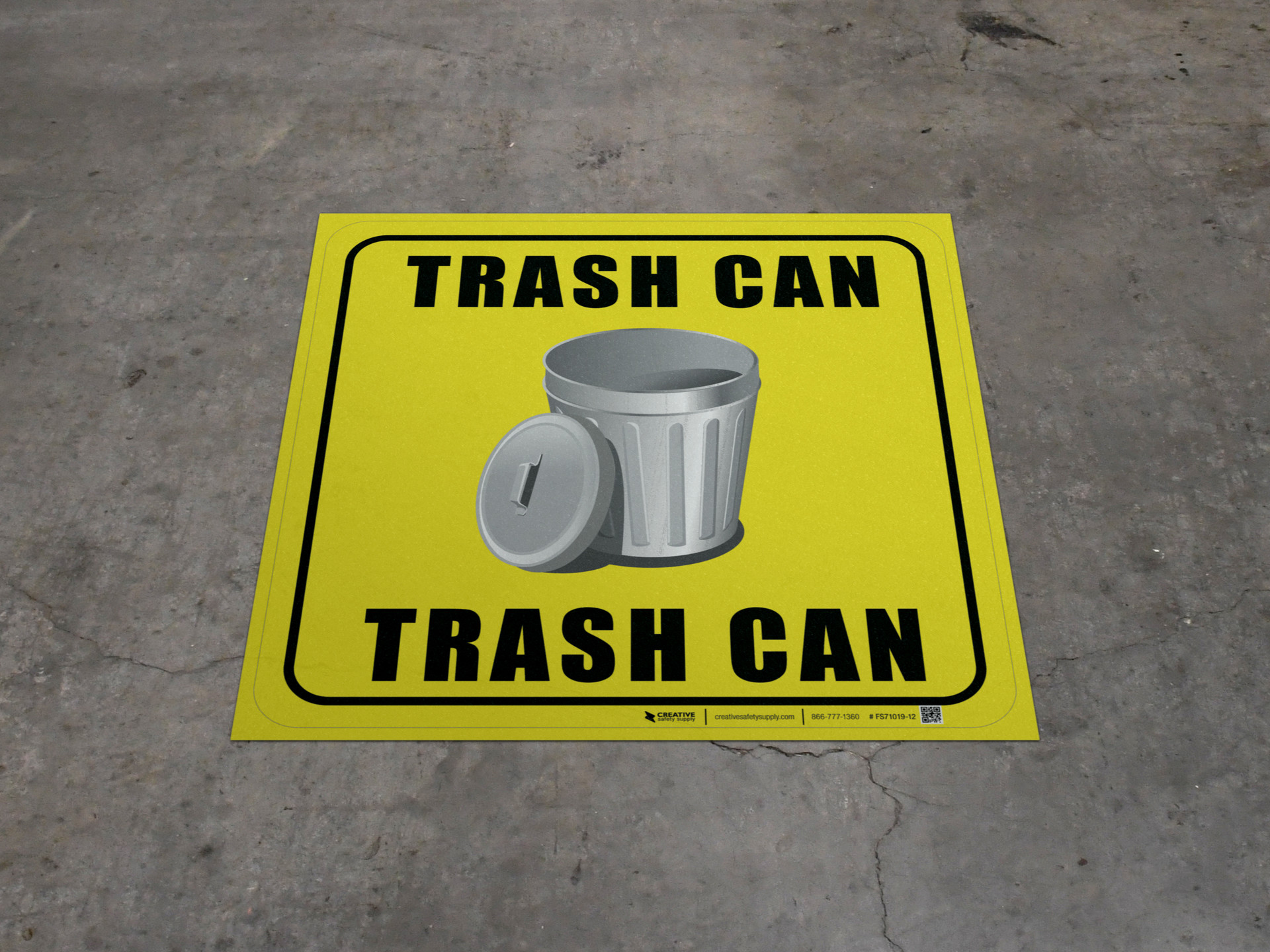 Trash Can (Square) Floor Sign | Creative Safety Supply