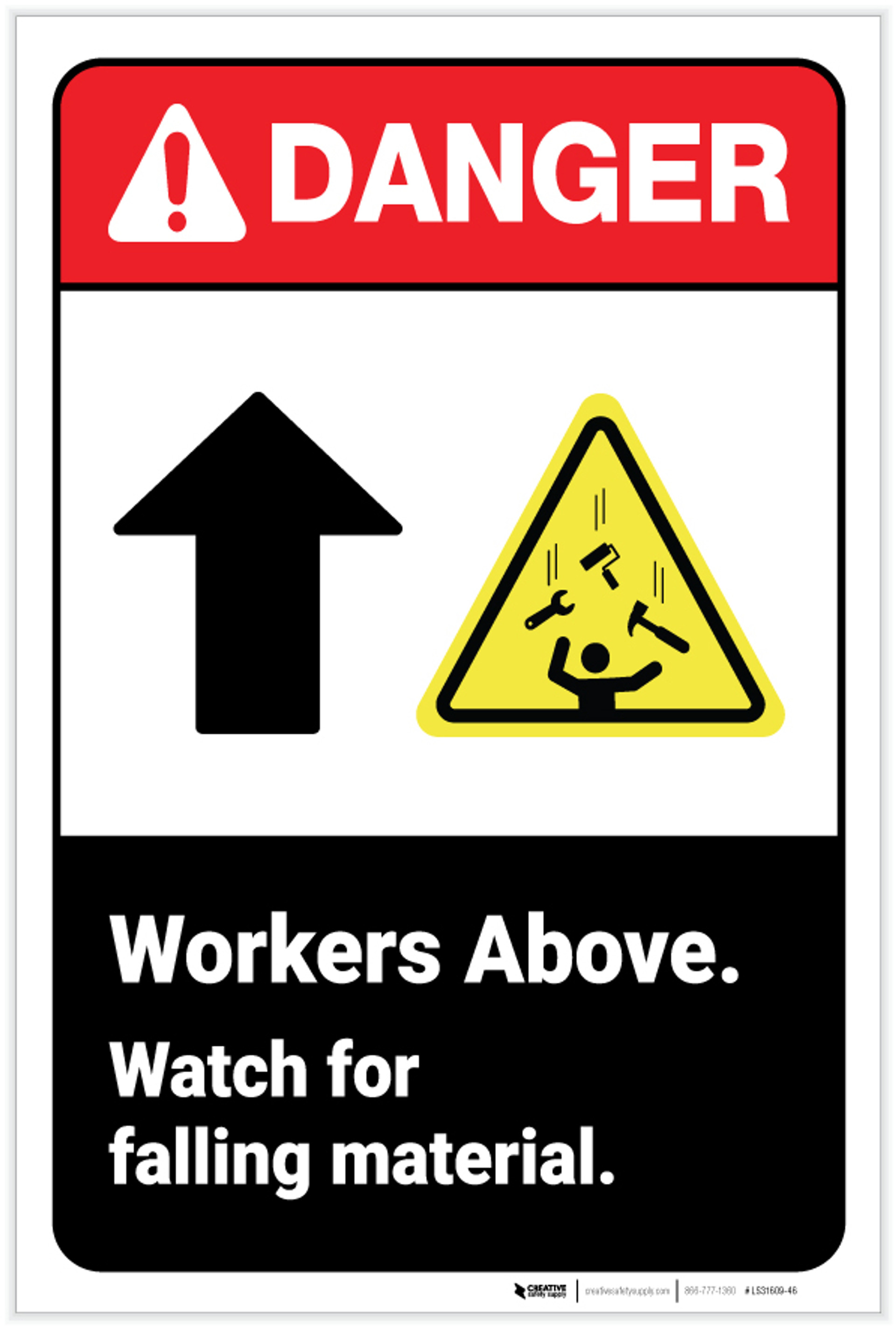 Danger: Workers Above Watch for Falling Material ANSI - Label Danger: Workers Above Watch for Falling Material ANSI - Label
