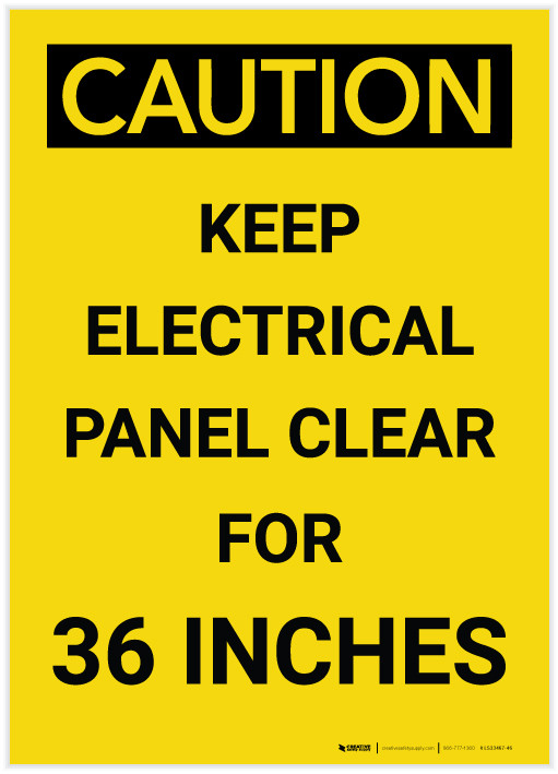Caution: Keep Electrical Panel Clear for 36 Inches Vertical - Label