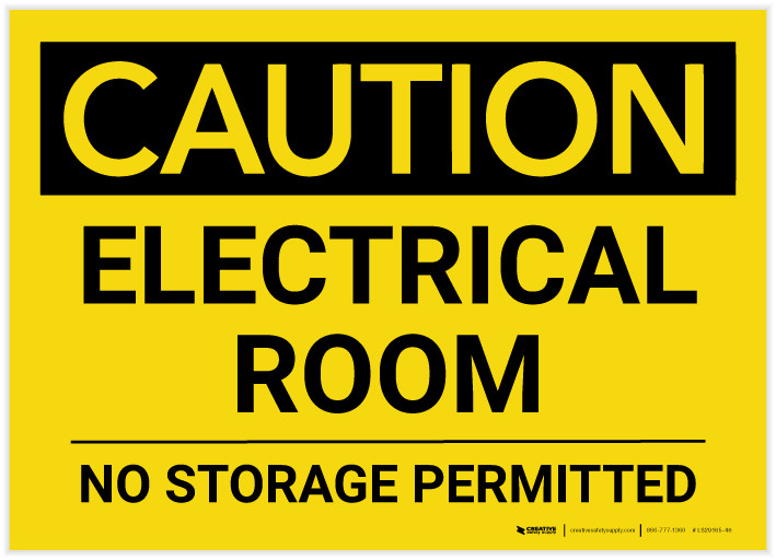 Caution: Electrical Room No Storage Permitted landscape - Label