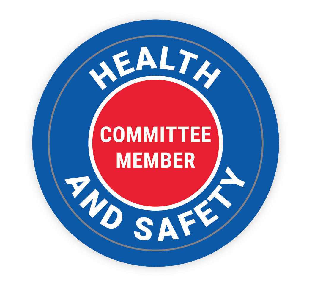 Health and Safety Committee Member with Red and Blue - Hard Hat Sticker