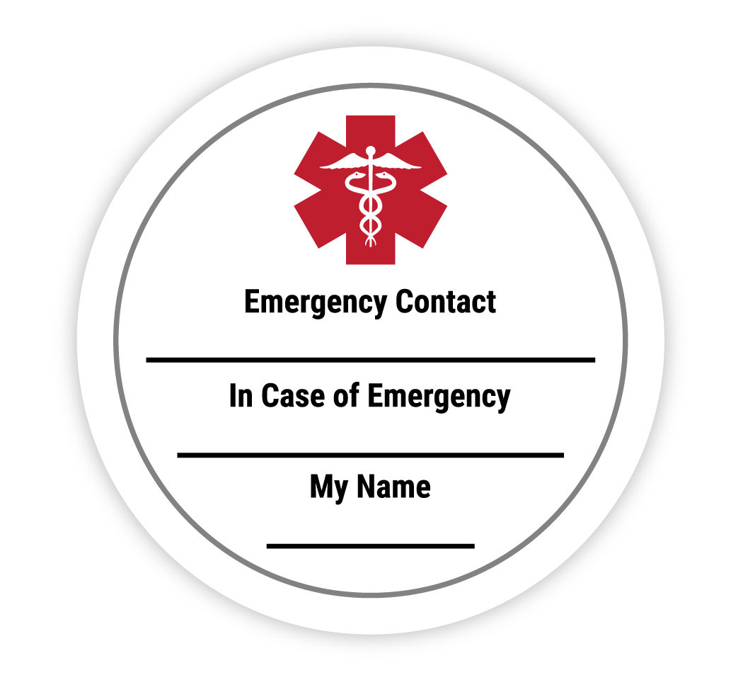Medical Alert with Write in Contact and Emergency Info - Hard Hat Sticker