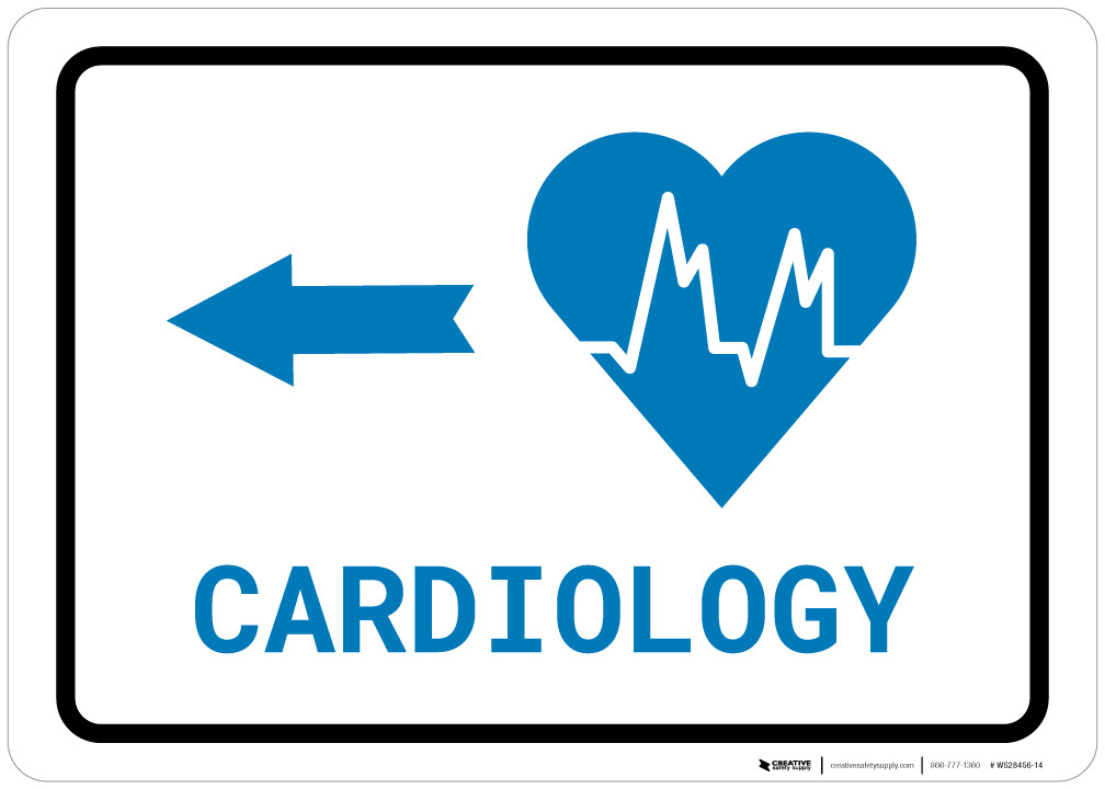 Cardiology Left Arrow with Icon Landscape v2 - Wall Sign