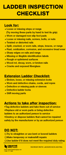 Ladder Inspection Checklist (Adhesive) | Creative Safety Supply