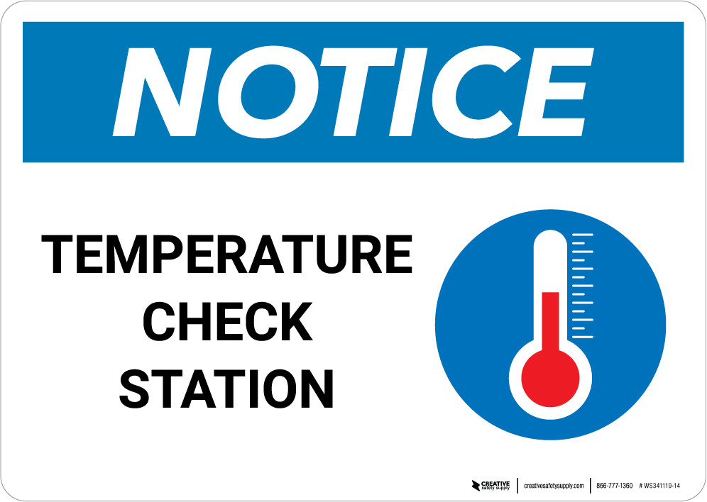 Notice: Temperature Check Station with Icon Landscape - Wall Sign