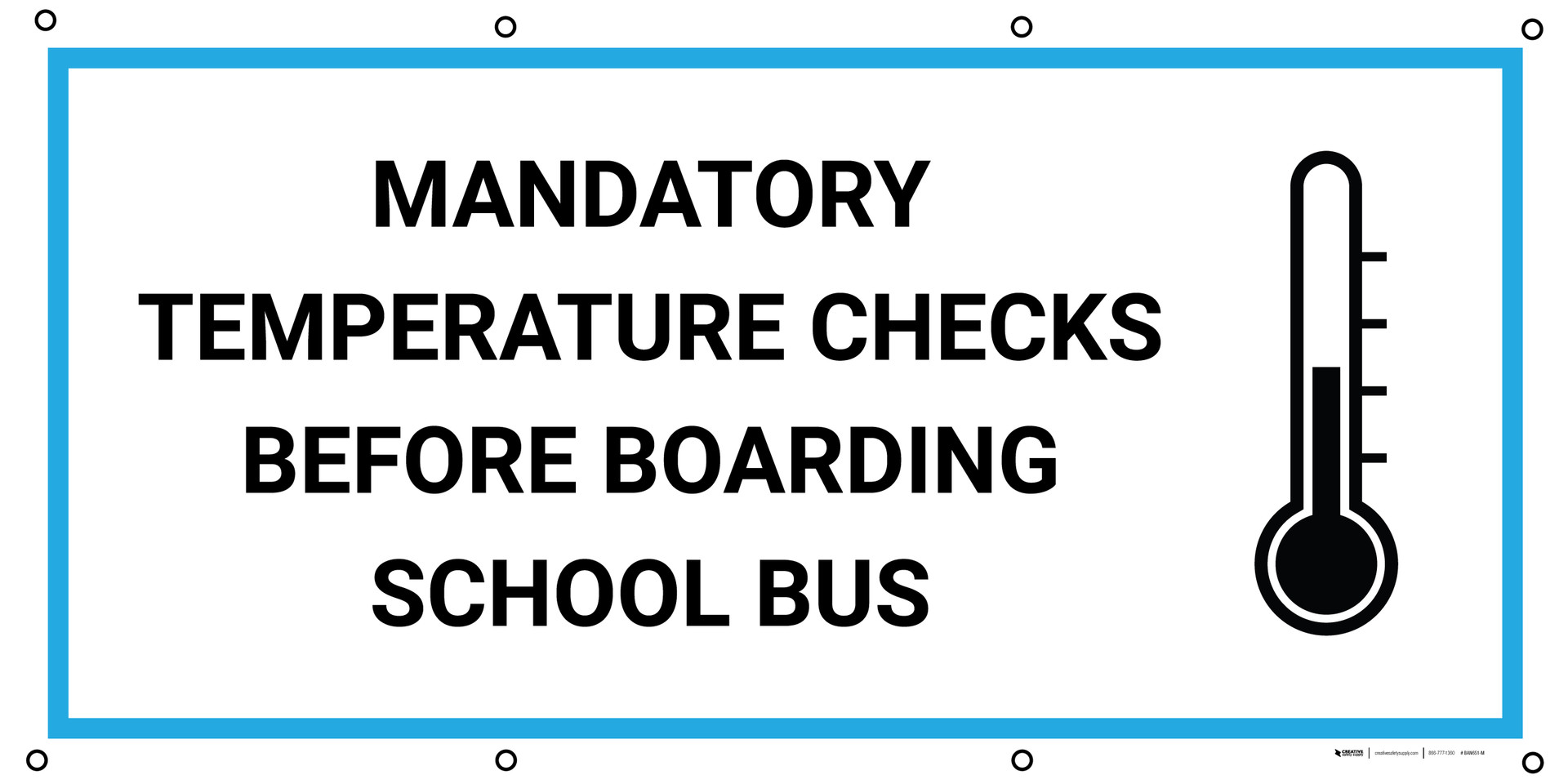 Mandatory Temperature Checks Before Boarding School Bus with Icon - Banner