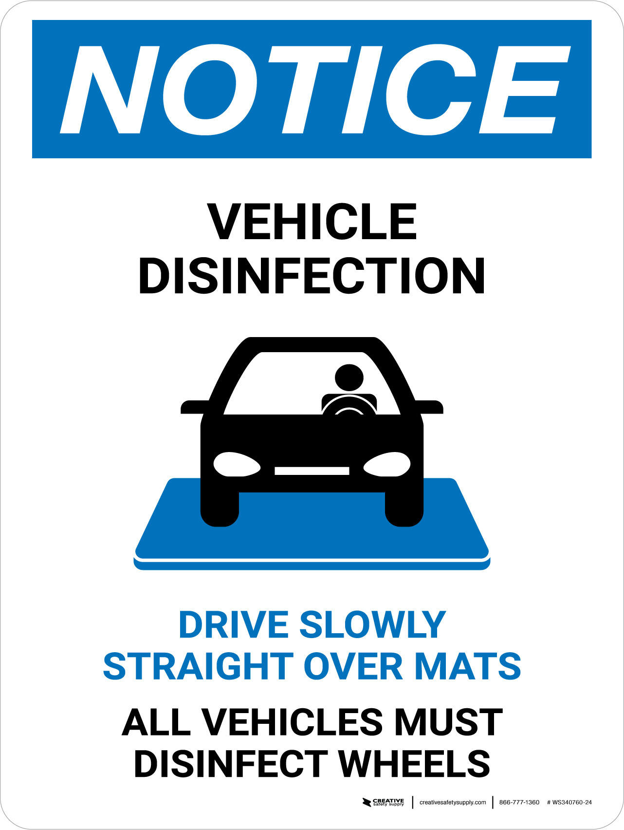 Notice Vehicle Disinfection with Icon Portrait - Wall Sign | Creative ...