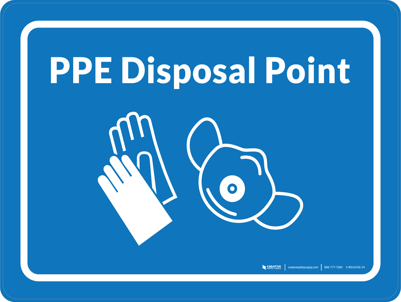 PPE Disposal Point with Icons Blue Landscape - Wall Sign