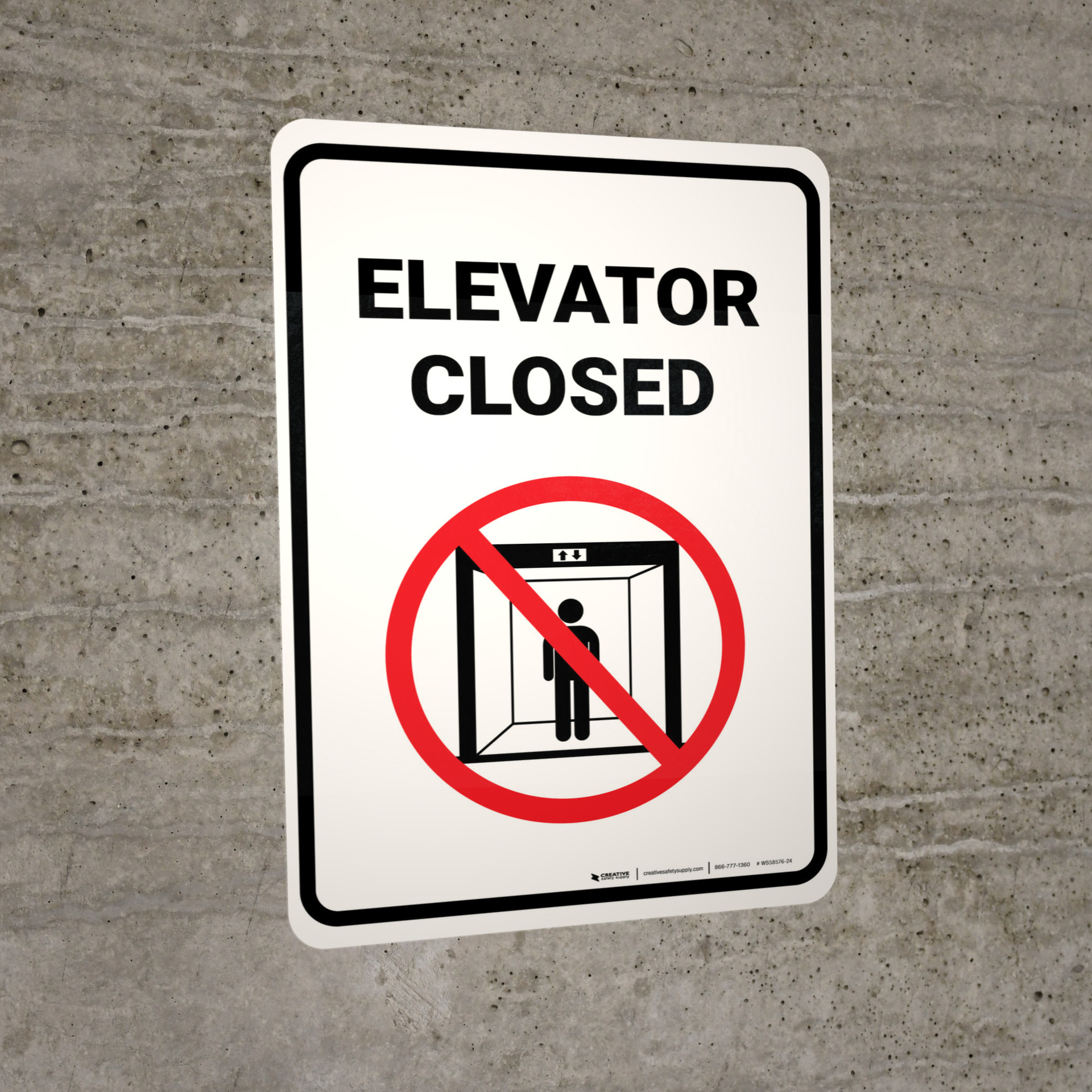 Elevator Closed with Icon Portrait - Wall Sign