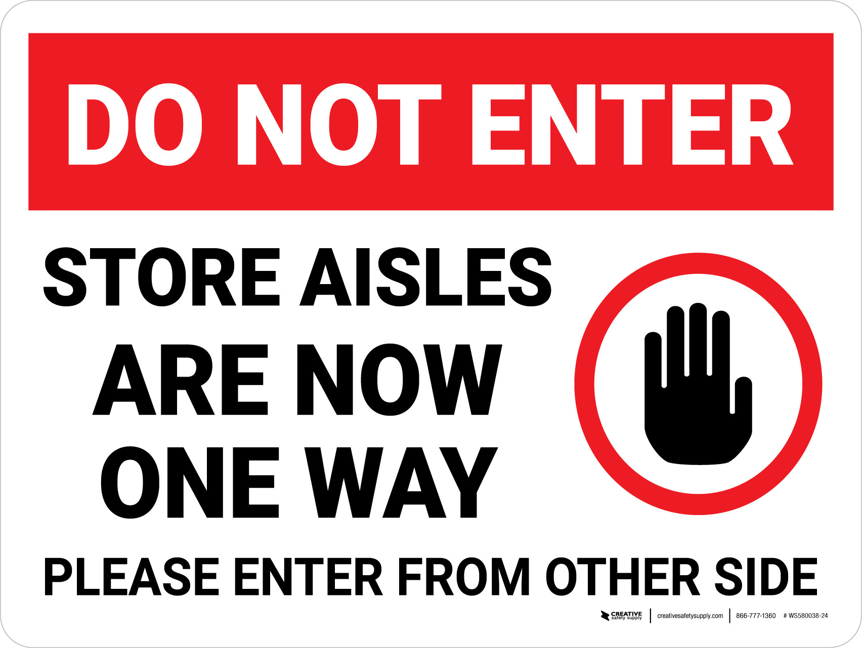Do Not Enter: Store Aisles Are Now One Way with Icon Landscape - Wall Sign