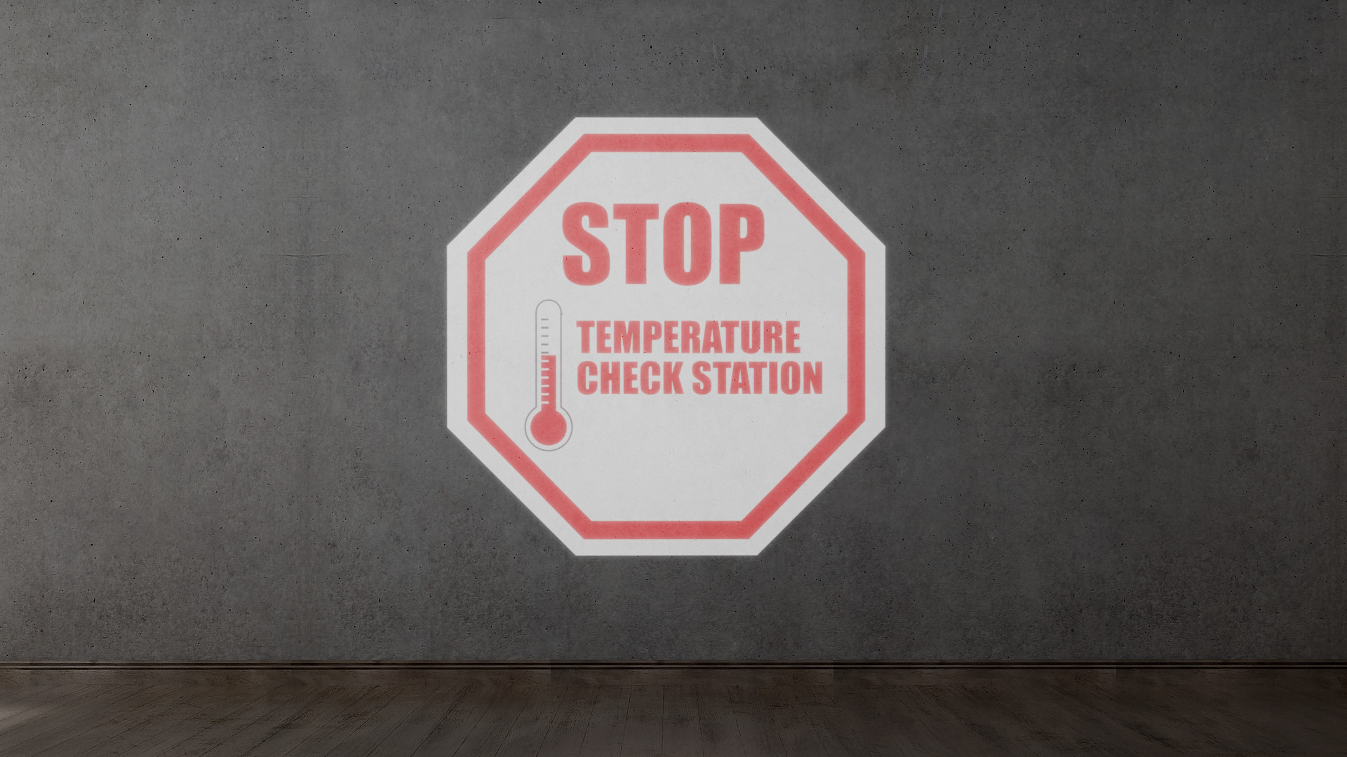 STOP - Temperature Check Station Red - SignCast™ S200 Virtual Sign