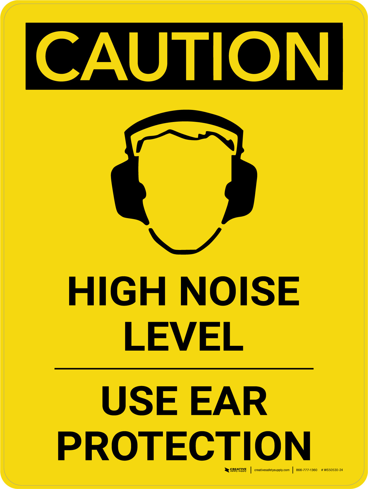 Caution: PPE High Noise Level Use Ear Protection Portrait With Icon ...