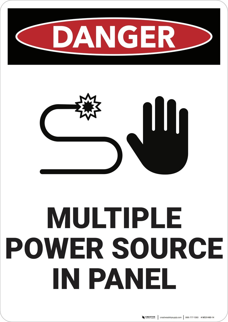 Danger: Multiple Power Source in Panel - Wall Sign | Creative Safety Supply