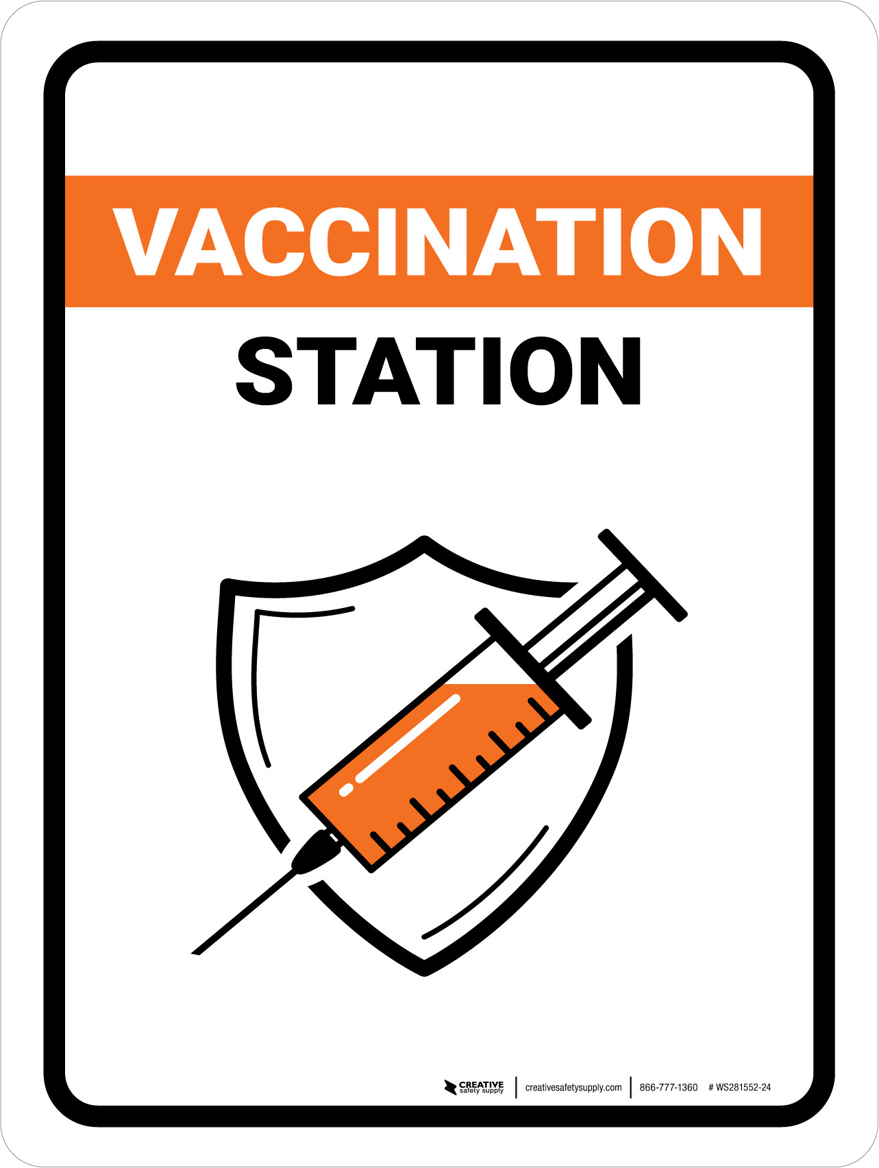 Vaccination Station Portrait - Wall Sign