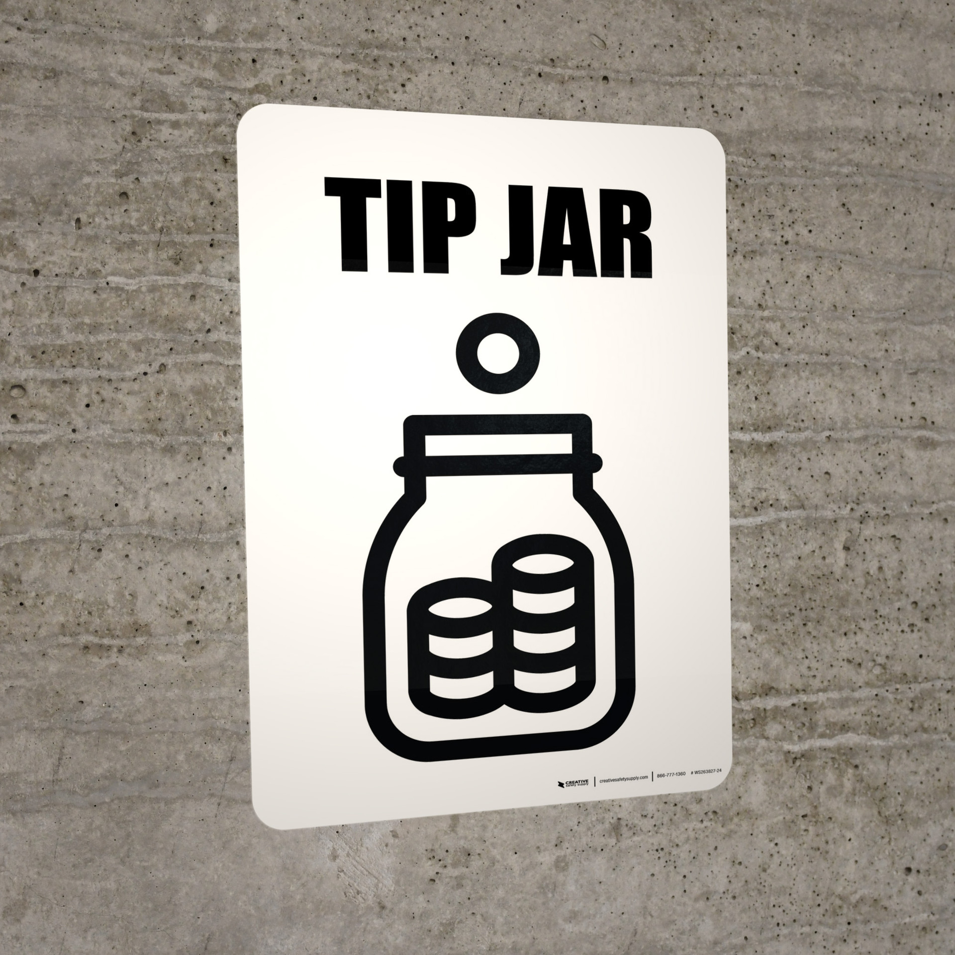 Tip Jar with Icon Portrait - Wall Sign