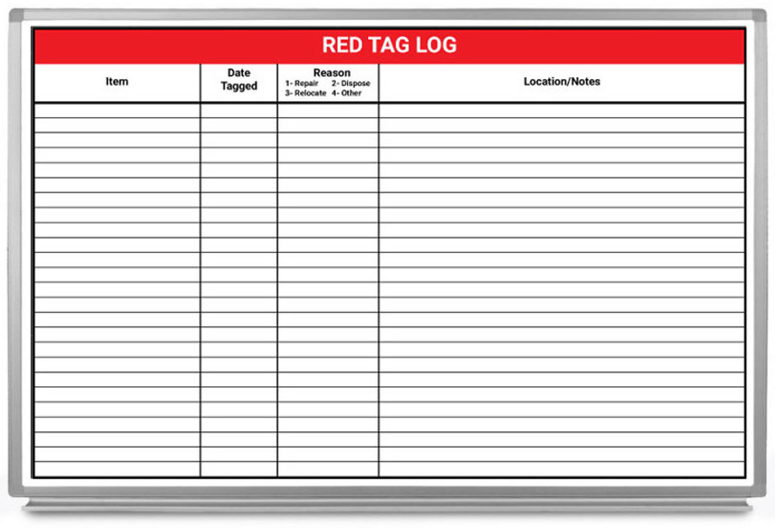 Red Tag Log Whiteboard