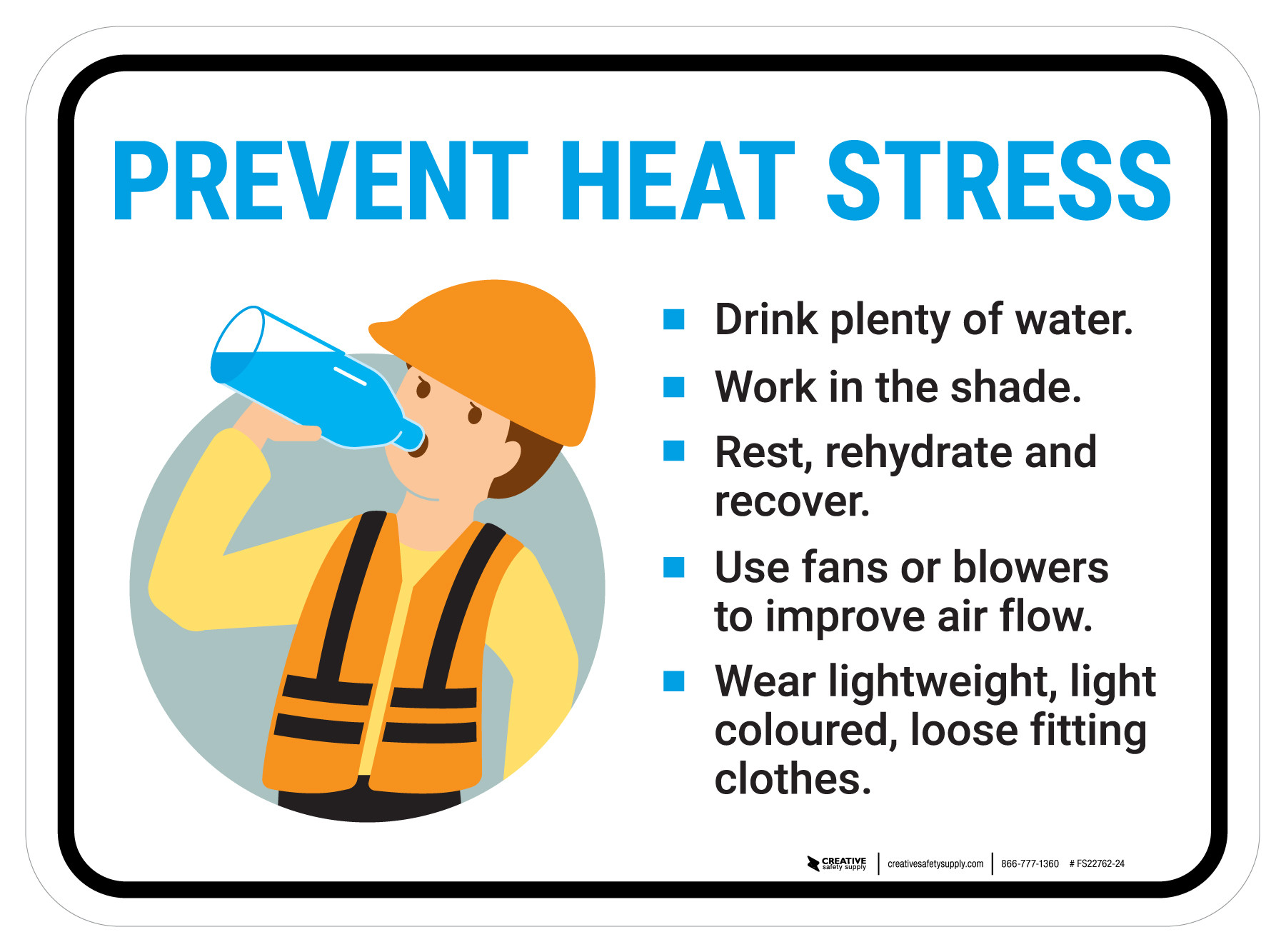 Prevent Heat Stress Dehydration Safety Rectangle - Floor Sign