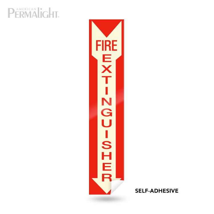 PERMALIGHT® Long Fire Extinguisher Sign - Self-Adhesive