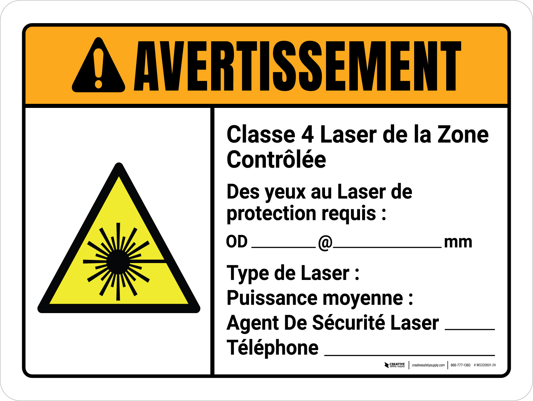 Avertissement: Classe 4 Laser de la Zone Contrôlée (Warning: Class 4 ...