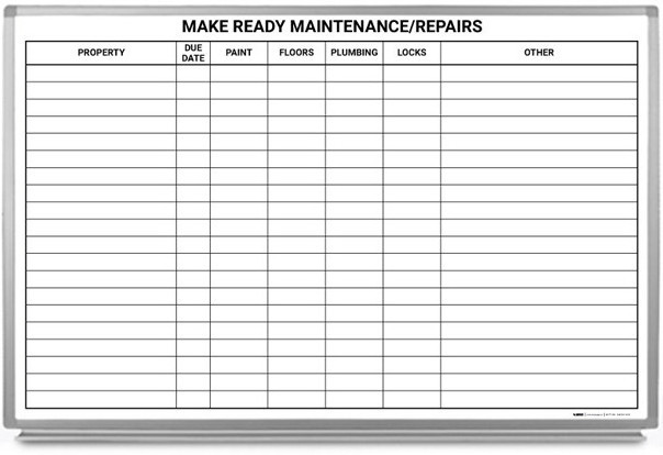 Make Ready Maintenance/Repairs Dry Erase Board