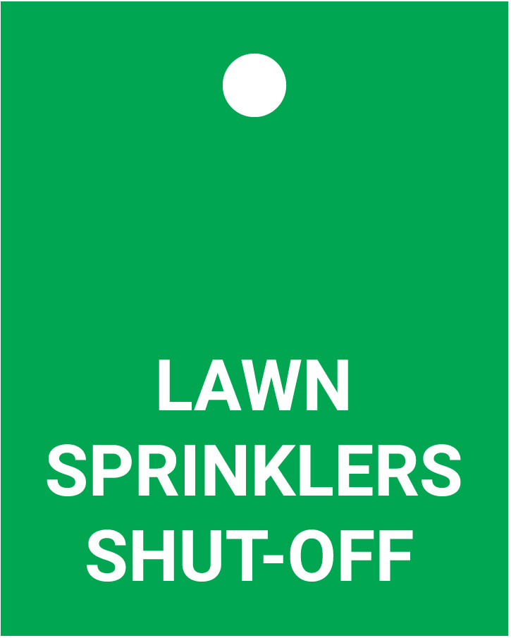 Lawn Sprinkler Shut-Off - Valve Tag