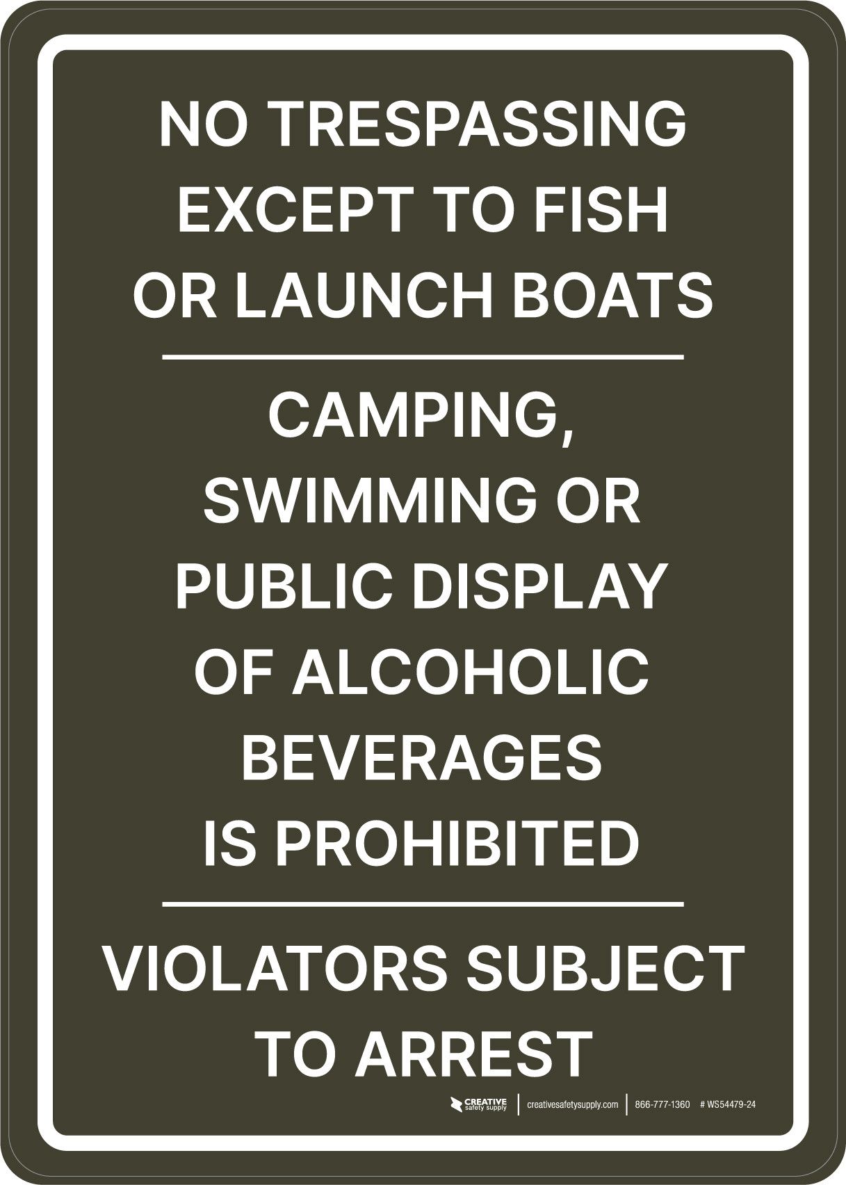 No Trespassing Except To Fish Or Launch Boats Camping Swimming Public ...