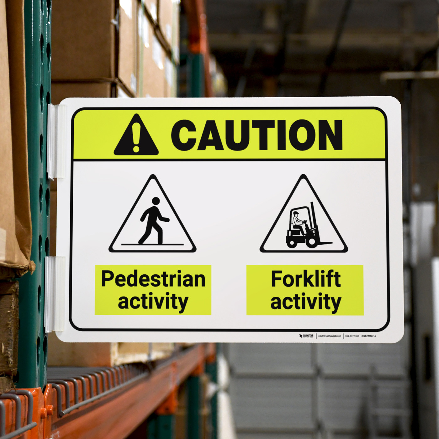Caution: Pedestrian Activity Forklift Activity Landscape - Double-Sided ...