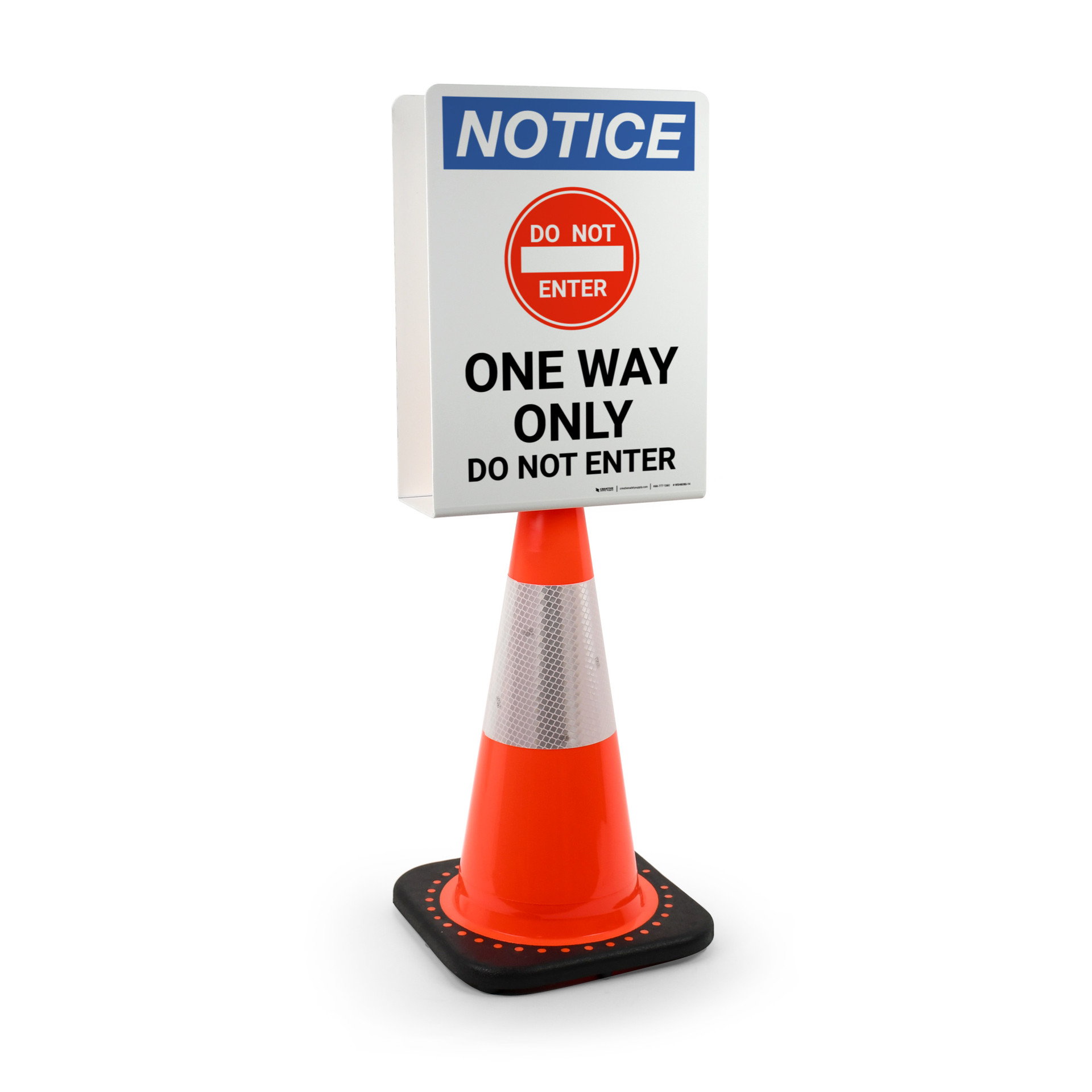 Notice: One Way Only - Do Not Enter Portrait - Double-Sided Cone Sign
