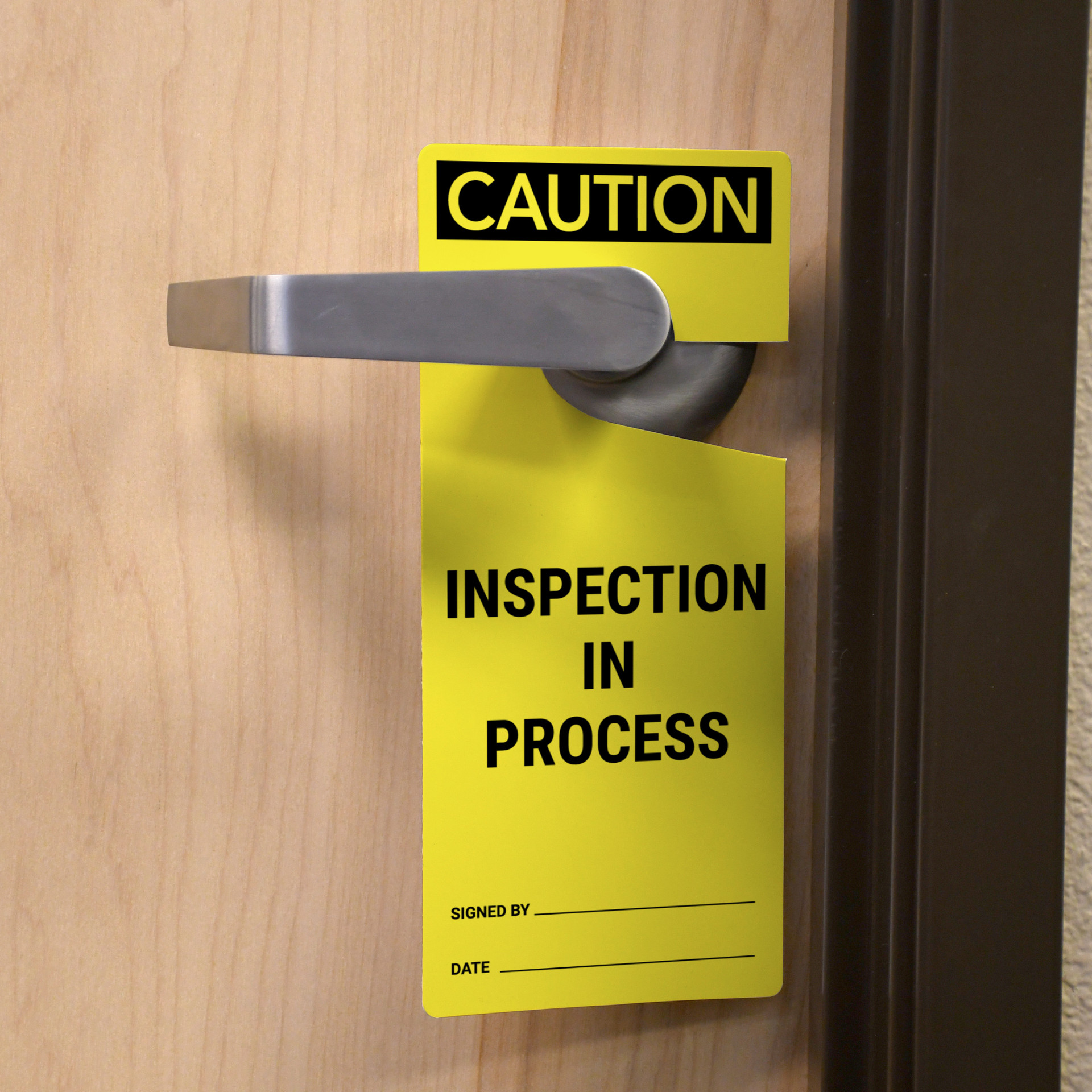 Caution: Inspection in Process - Door Hanger