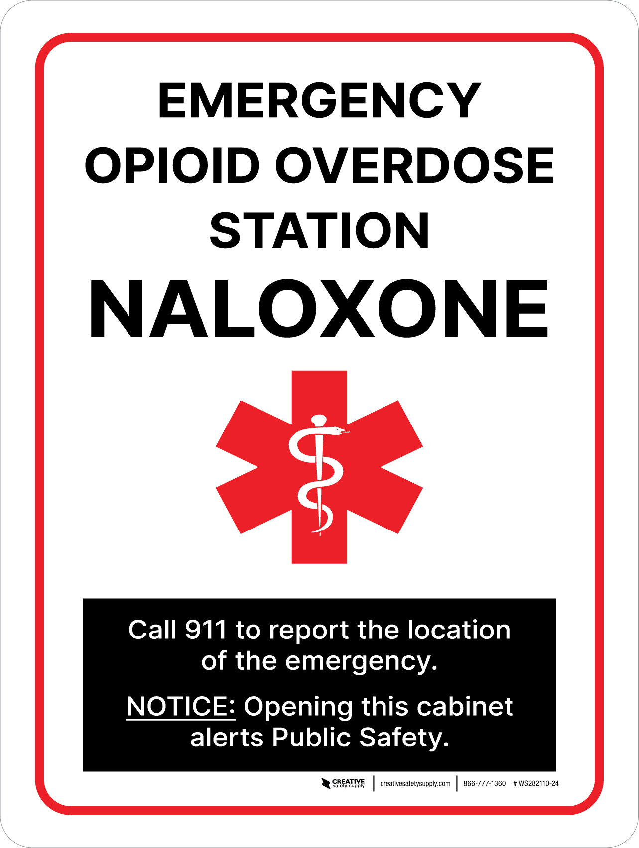 Emergency Opioid Overdose Station Naloxone Portrait - Wall Sign