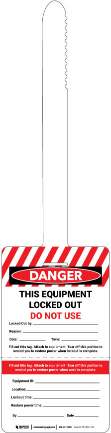 Danger: This Equipment Locked Out Hazard Stripes - Self-Locking Tear ...