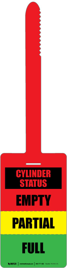 Cylinder Status: Empty/Partial/Full Tri Color - Self-Locking Tear-Off Tag