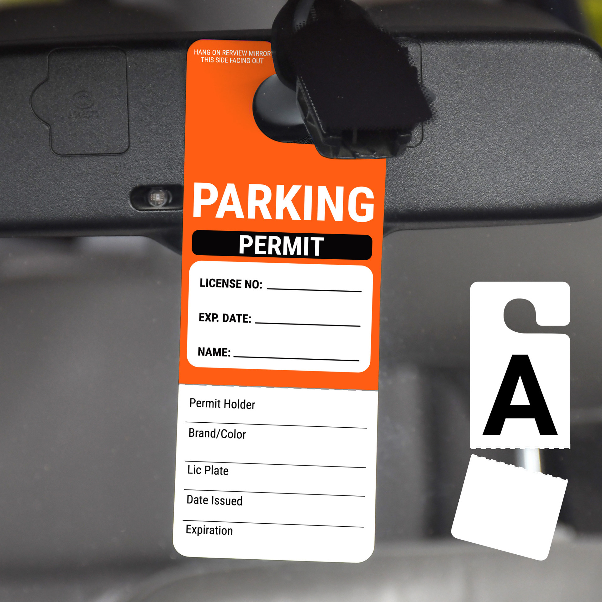 Parking Permit Orange - Car Permit Tear-Off Tag