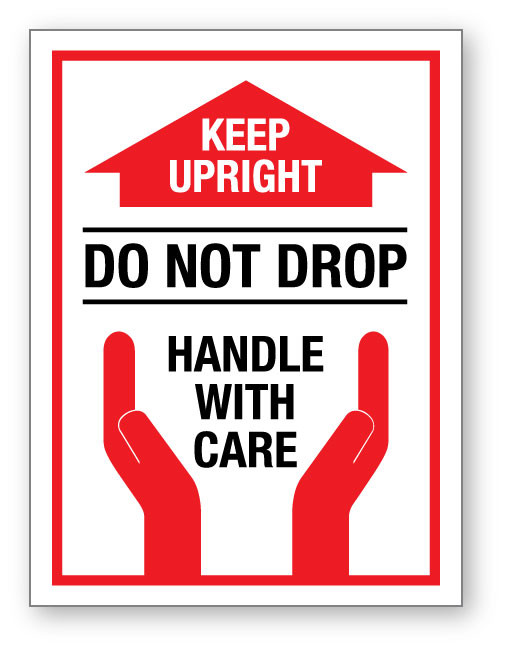 Keep Upright Do Not Drop - Handle With Care with Icons - Shipping Label