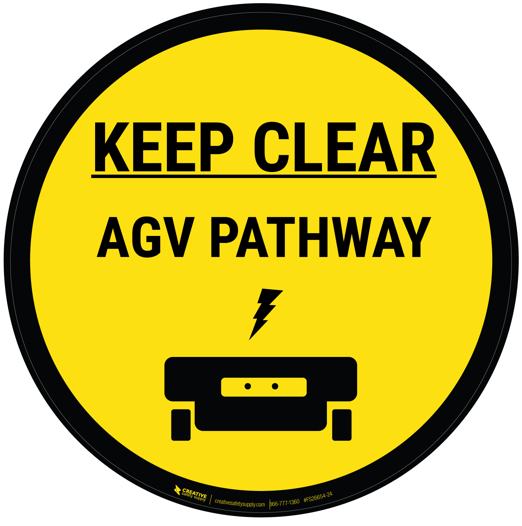 Keep Clear AGV Pathway Yellow with Icon Circular - Floor Sign
