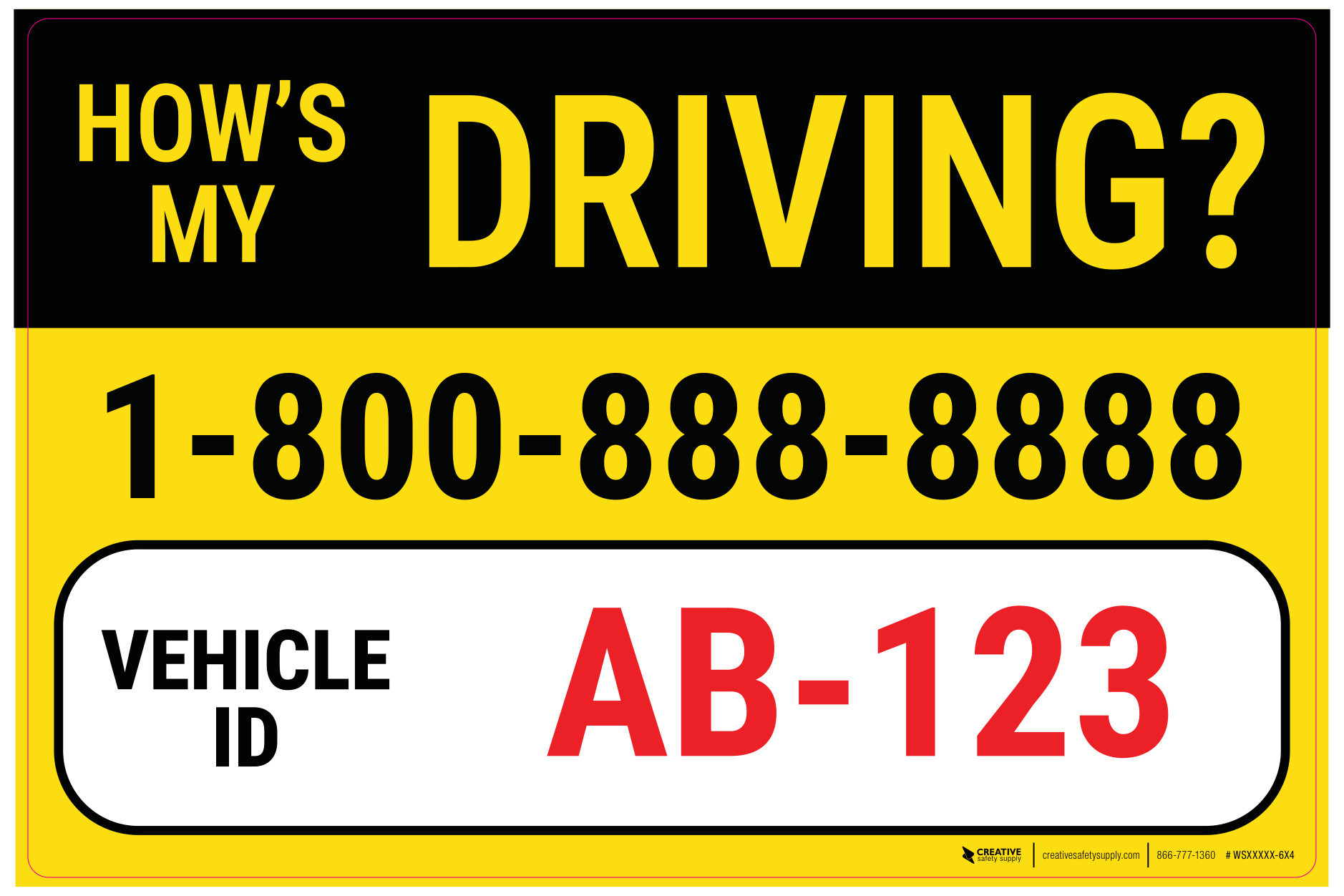 Custom "How's My Driving?" Vehicle Decal | Creative Safety Supply