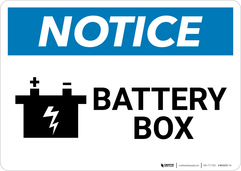 Notice: Battery Box with Icon - Wall Sign