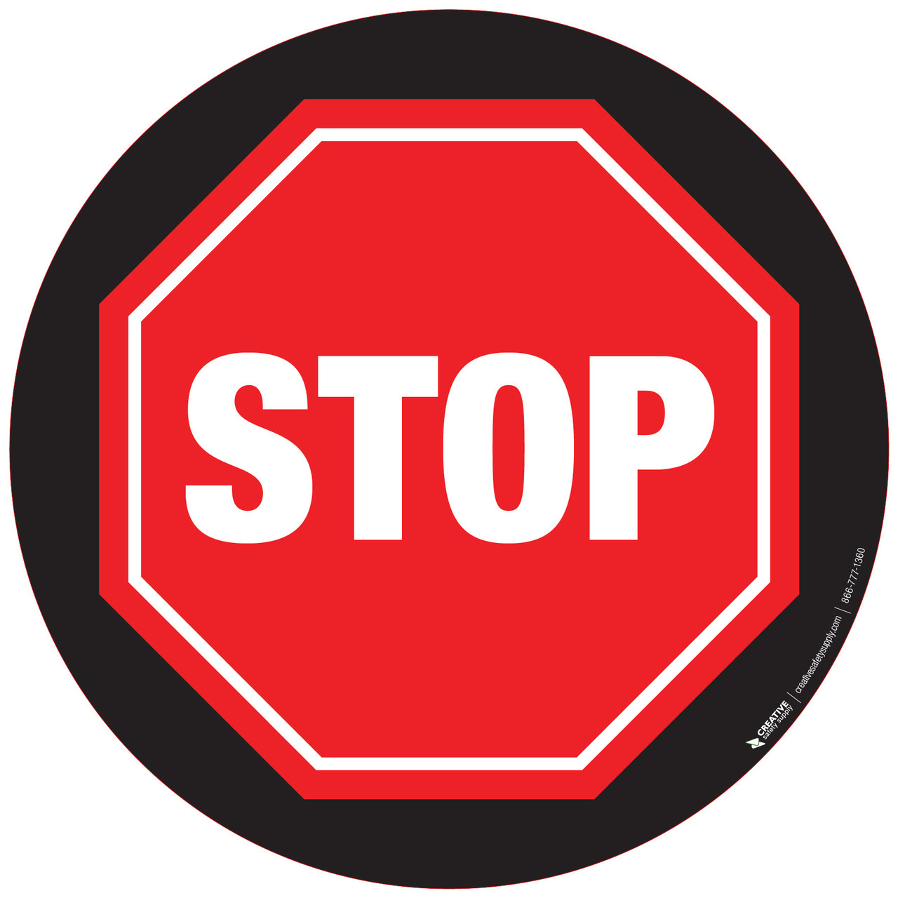 Floor Sign - Stop Sign with Black Background | Creative Safety Supply