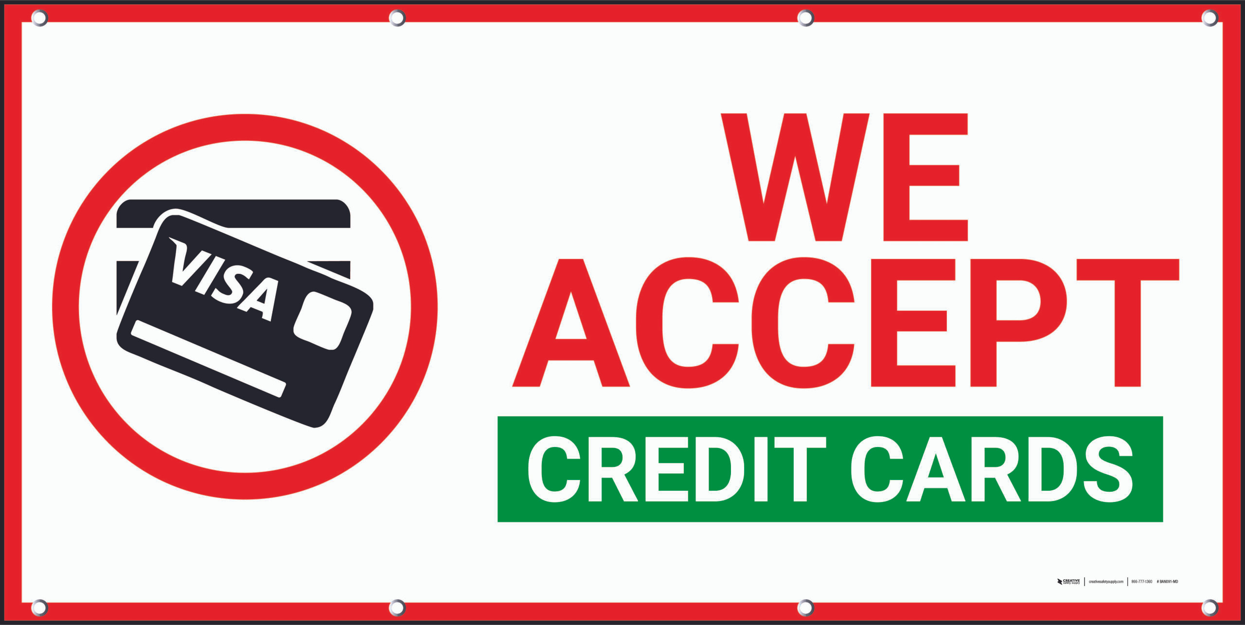 We Accept Credit Cards Banner | Creative Safety Supply