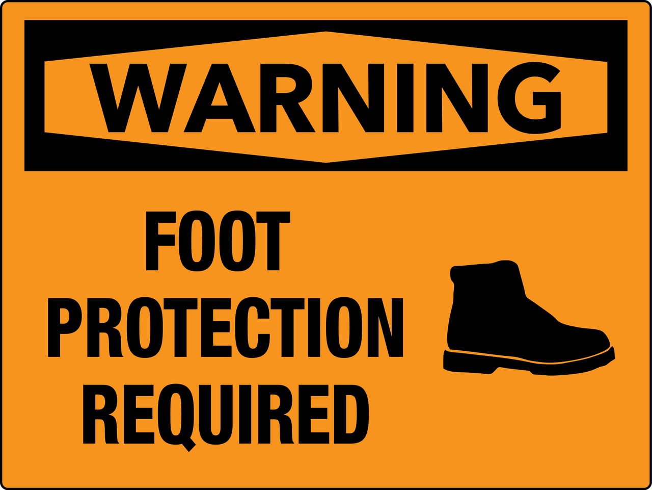 Warning Foot Protection Required Wall Sign