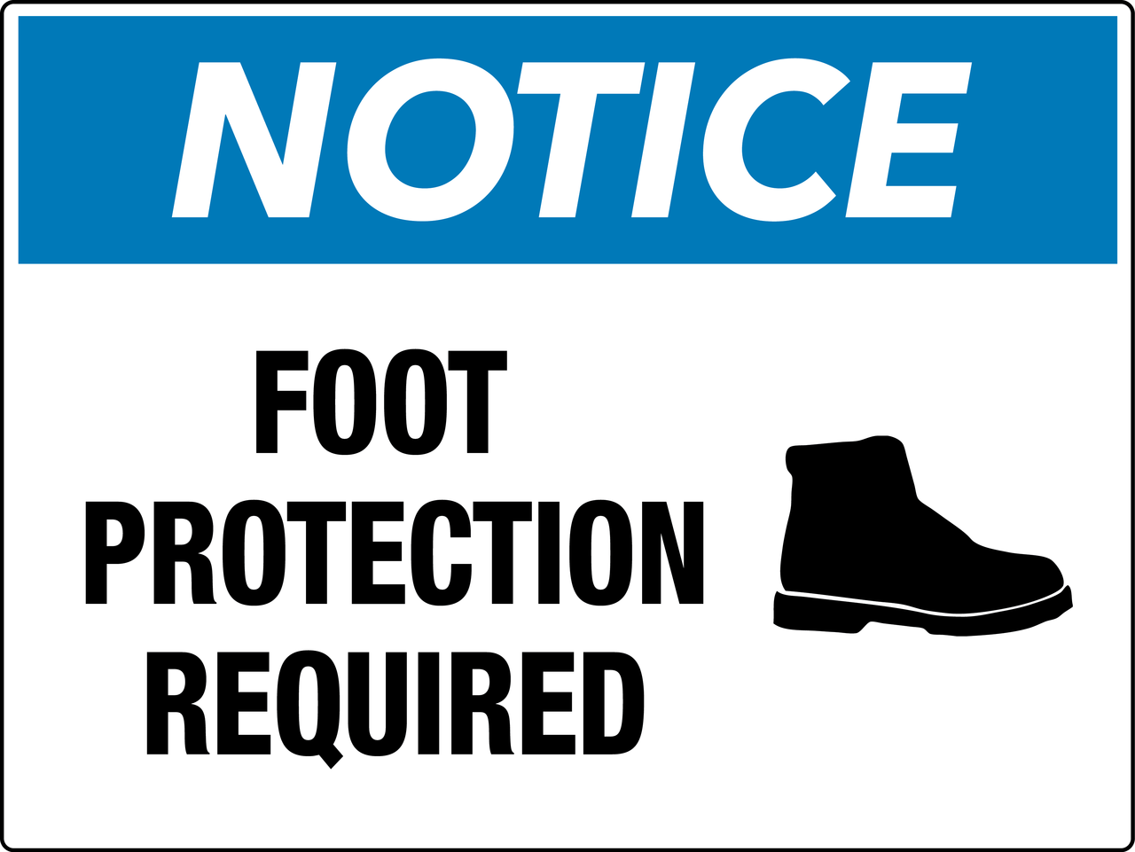 Notice Foot Protection Required Wall Sign