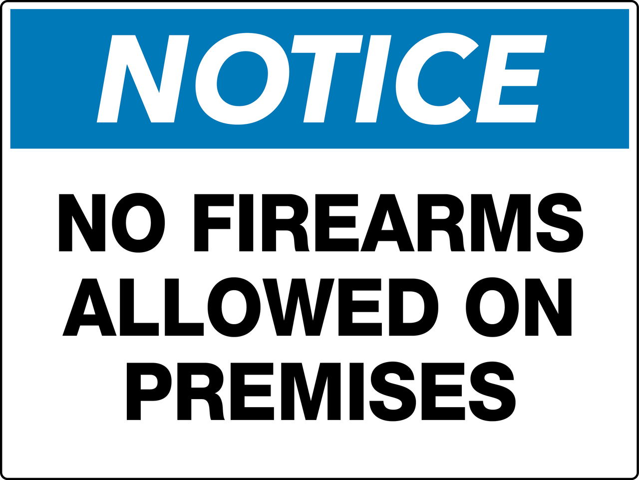 Notice No Firearms Allowed On Premises Wall Sign | Creative Safety Supply
