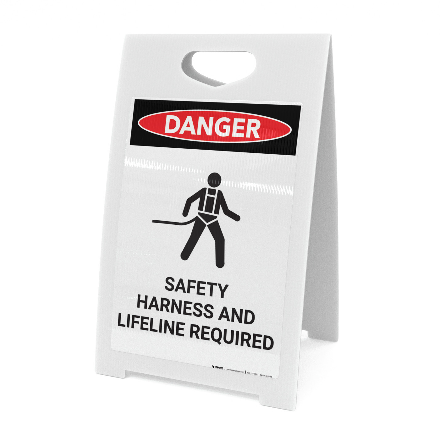 Safety Harness and Lifeline Required with Icon - A-Frame Sign
