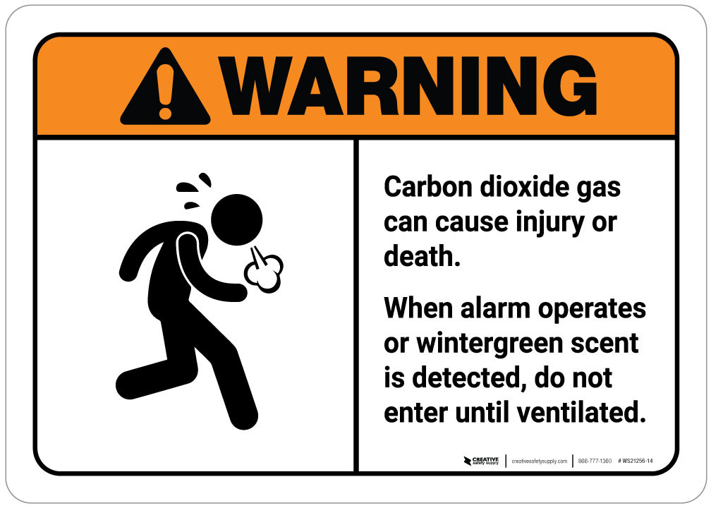 Warning: Carbon Dioxide Gas Can Cause Injury or Death ANSI Landscape