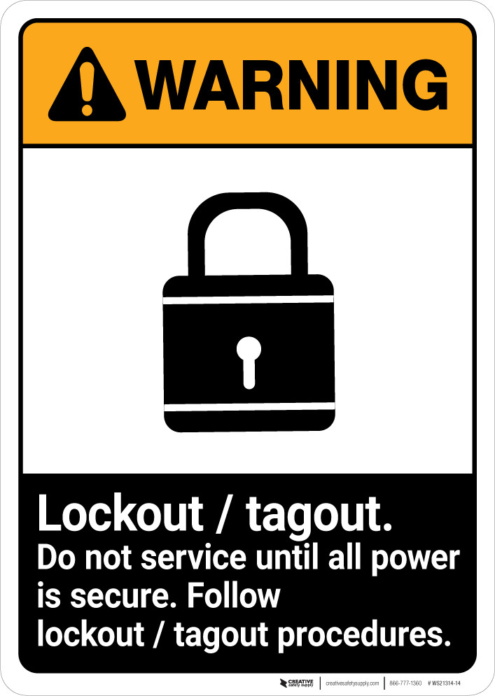 Warning: Lockout Tagout Do Not Service with Graphic ANSI - Portrait ...