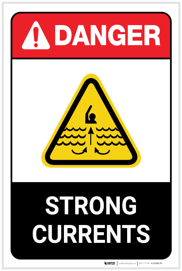 Danger: Strong Currents - Label | Creative Safety Supply