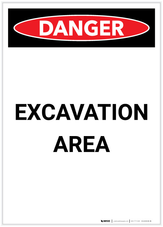 Danger: Excavation Area Portrait - Label | Creative Safety Supply